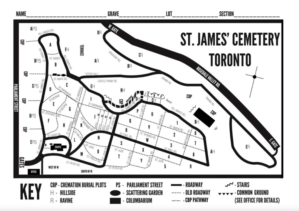 Map of Grounds – St. James' Cemetery & Crematorium